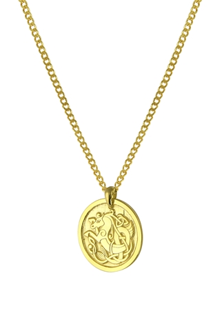 Kayra Khan Erkek Celtic Sea Horse Altın Rengi Kaplama Kolye EU