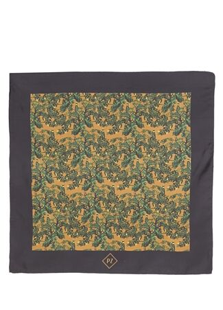 Pal Zileri Erkek Yeşil Mor Desenli İpek Fular EU Pal Zileri Erkek Yeşil Mor Desenli İpek Fular EU