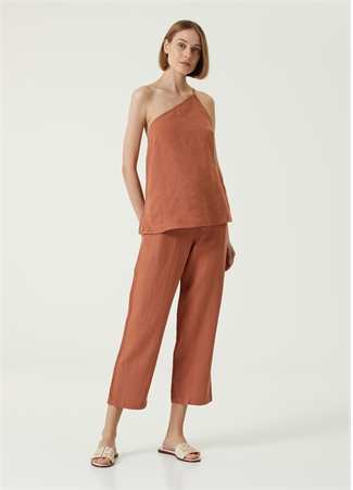 Dor Raw Luxury Kadın As Within So Without Kiremit Keten Pantolon Kırmızı S EU