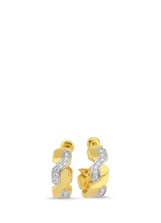 Mers Kadın Taşlı Küçük Boy Gümüş Rengi Halka Küpe EU