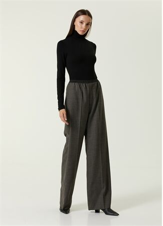 Balenciaga Kadın Kahverengi Ekose Desenli Yün Pantolon 34 IT