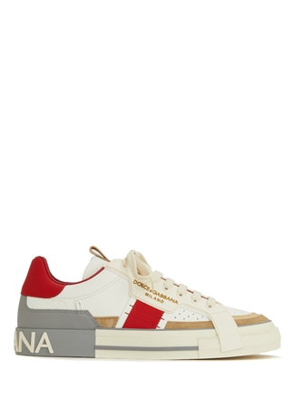 Dolce&Gabbana Erkek Kırmızı Garnili Deri Sneaker 39 EU Dolce&Gabbana Erkek Kırmızı Garnili Deri Sneaker 39 EU