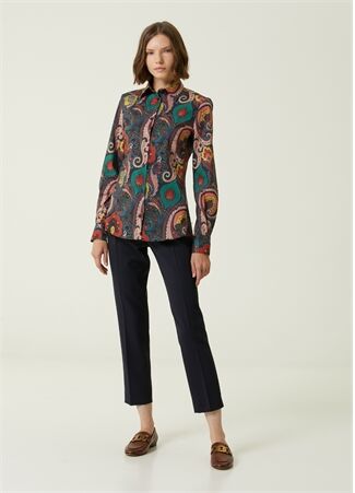 Etro Kadın Regular Fit Lacivert Yün Pantolon 40 IT