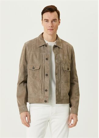 Canali Erkek Bej Süet Mont 50 IT