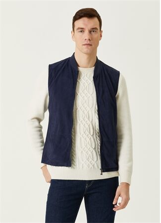 Pal Zileri Erkek Lacivert Süet Yelek 50 IT