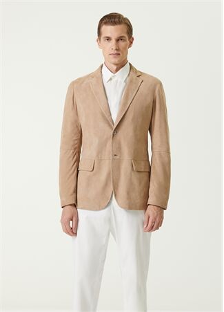 Pal Zileri Erkek Bej Kelebek Yaka Süet Ceket 50 IT