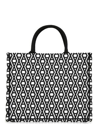 Academia Kadın Siyah Beyaz Logo Desenli Alışveriş Çantası EU