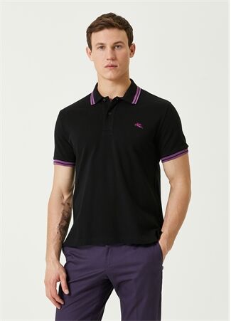 Etro Erkek Siyah Polo Yaka Şeritli T-shirt S EU