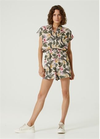 Beymen Club Kadın Bej Tropikal Desenli Şort 42