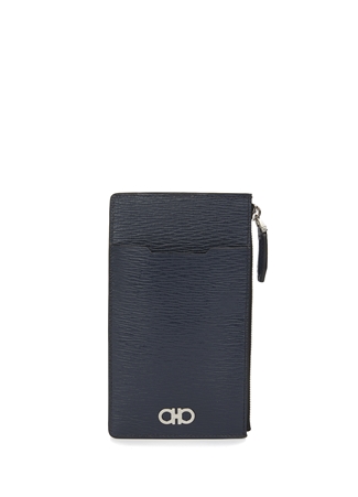 Salvatore Ferragamo Erkek Lacivert Logolu Deri Kartlık Mavi EU