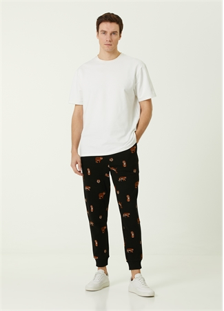 John Frank Erkek Siyah Beli Kordonlu Desenli Jogger Eşofman Altı M EU John Frank Erkek Siyah Beli Kordonlu Desenli Jogger Eşofman Altı M EU