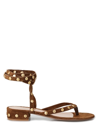 Gianvito Rossi Kadın Taba Trok Detaylı Süet Sandalet Turuncu 36 EU