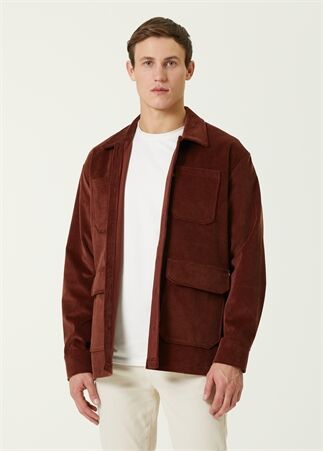 By The Oak Erkek Kiremit Fitilli Kadife Gömlek Kırmızı S EU