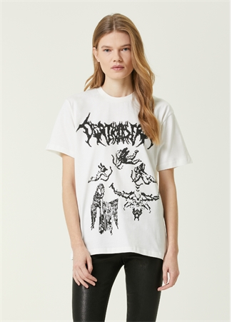 Death is Easy Kadın Graffiti Beyaz Figür Detaylı T-shirt S EU Death is Easy Kadın Graffiti Beyaz Figür Detaylı T-shirt S EU