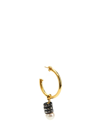 Chasing Pieces Kadın Night Sparkle Taşlı Altın Rengi Kaplama Küpe Siyah EU