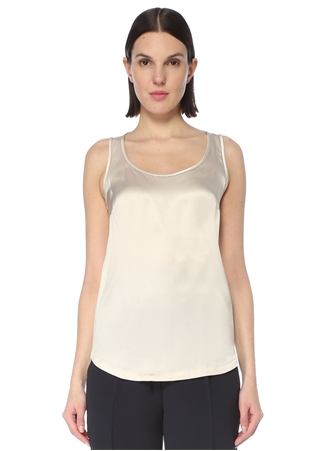 Brunello Cucinelli Kadın Krem İpek Bluz Beyaz L EU