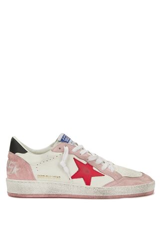 Golden Goose Kadın Beyaz Pembe Eskitme Dokulu Sneaker Kırmızı 35 EU