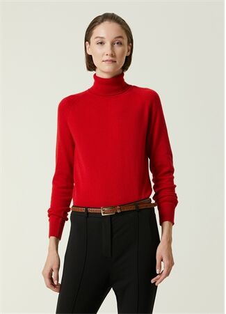 Beymen Collection Kadın Kırmızı Balıkçı Yaka Kaşmir Kazak S