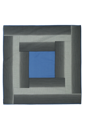 Pal Zileri Erkek Mavi Gri Geometrik Desenli Atkı EU