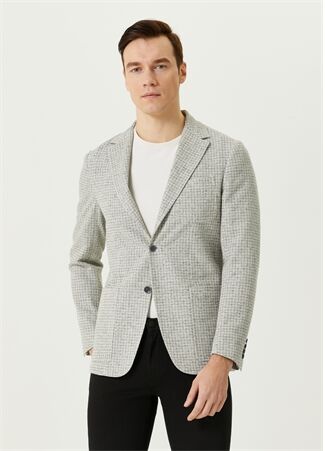 Canali Erkek Bej Mikro Kazayağı Desenli Ceket 48 IT