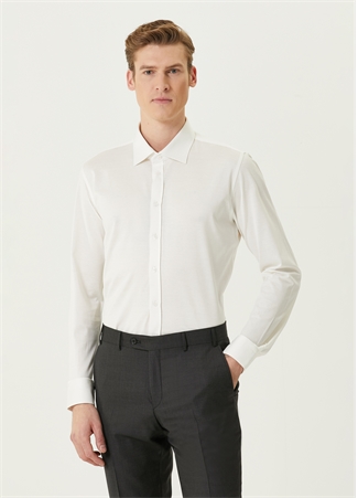 Beymen Collection Erkek Slim Fit İtalyan Yaka Jersey Gömlek Beyaz 38 Eu Beymen Collection Erkek Slim Fit İtalyan Yaka Jersey Gömlek Beyaz 38 Eu