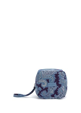 Etro Kadın Mavi Etnik Desenli Makyaj Çantası EU
