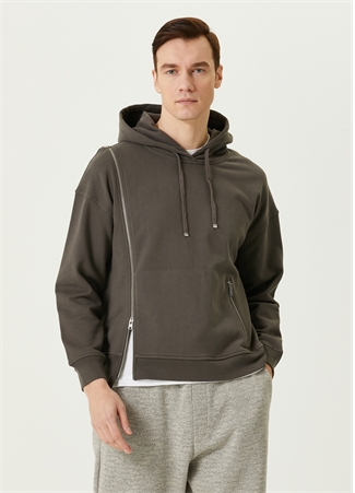 Qollanchi Erkek Guernica Haki Kapüşonlu Fermuarlı Sweatshirt Haki S EU Qollanchi Erkek Guernica Haki Kapüşonlu Fermuarlı Sweatshirt Haki S EU