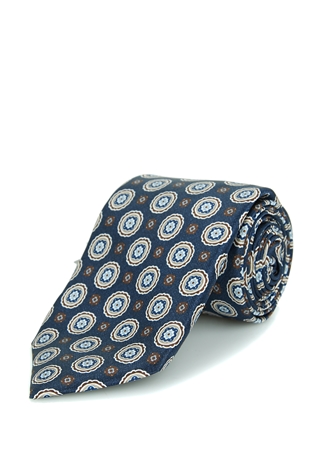 Corneliani Erkek Lacivert Geometrik Desenli İpek Kravat EU Corneliani Erkek Lacivert Geometrik Desenli İpek Kravat EU