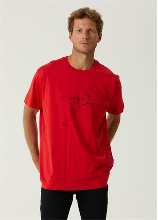 Givenchy Erkek Kırmızı Logo Baskılı T-shirt S EU