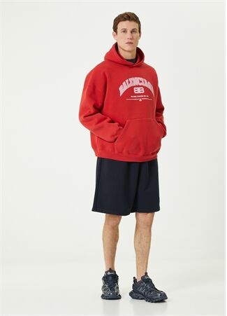 Balenciaga Erkek Lacivert Logo Nakışlı Şort S EU