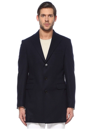 Beymen Collection Erkek Lacivert Kelebek Yaka Yün Palto 56 IT