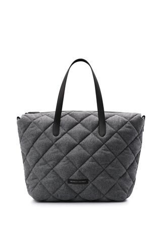 Brunello Cucinelli Kadın Antrasit Kapitoneli Yün Omuz Çantası Gri EU