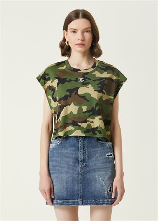 Dolce&gabbana Kadın Haki Bisiklet Yaka Kamuflaj Desenli T-shirt 40 It Dolce&gabbana Kadın Haki Bisiklet Yaka Kamuflaj Desenli T-shirt 40 It
