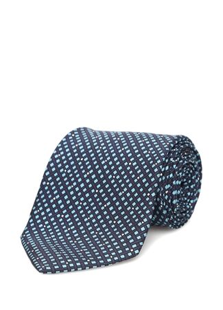 Pal Zileri Erkek Lacivert Mikro Desenli İpek Kravat Mavi EU