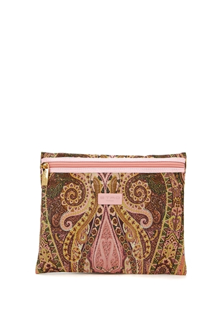 Etro Kadın Pembe Şal Desenli Makyaj Çantası EU Etro Kadın Pembe Şal Desenli Makyaj Çantası EU