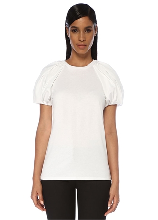 Alexander McQueen Kadın Beyaz Garni Detaylı Basic T-shirt 44 IT