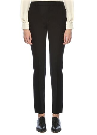 Kadın Siyah Normal Bel Yün Pantolon 40 IT
