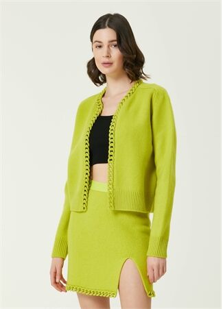 Bottega Veneta Kadın Yeşil Zincir Detaylı Yün Hırka S Eu