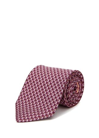 Salvatore Ferragamo Erkek Mor Mikro Desenli İpek Kravat EU