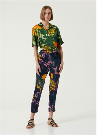 Dries Van Noten Kadın Lacivert Çiçekli Pantolon 34 FR