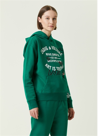 Zadig&Voltaire Kadın Yeşil Kapüşonlu Logolu Sweatshirt XS EU Zadig&Voltaire Kadın Yeşil Kapüşonlu Logolu Sweatshirt XS EU