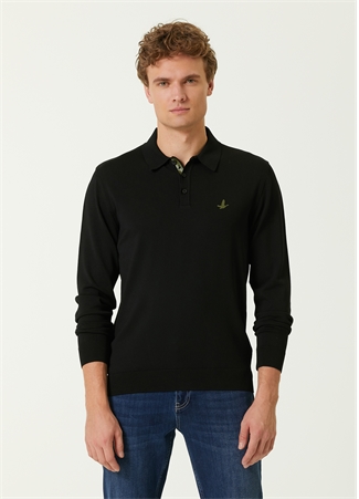 Beymen Club Erkek Siyah Polo Yaka Kuş Baskılı Kazak S