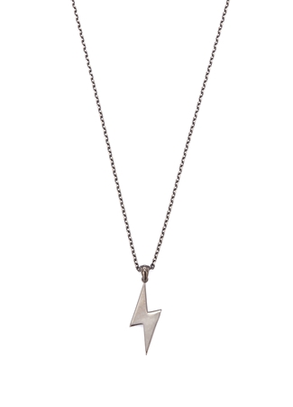 AtolyeWolf Erkek Siyah Şimşek Formlu Gümüş Rengi Kolye EU