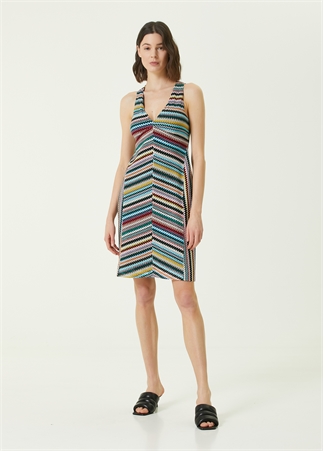 Missoni Kadın V Yaka Zikzak Desenli Mini Elbise 42 IT Missoni Kadın V Yaka Zikzak Desenli Mini Elbise 42 IT
