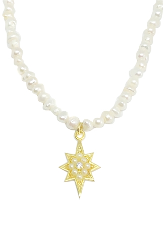 Linya Jewellery Kadın Beyaz Gold Yıldız Formlu İncili Gümüş Rengi Kolye EU Linya Jewellery Kadın Beyaz Gold Yıldız Formlu İncili Gümüş Rengi Kolye EU