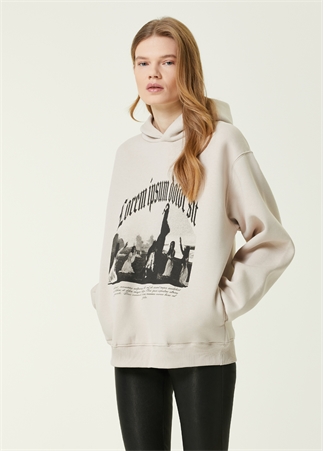 Death is Easy Kadın Loren Ipsum Bej Kapüşonlu Sweatshirt S EU Death is Easy Kadın Loren Ipsum Bej Kapüşonlu Sweatshirt S EU