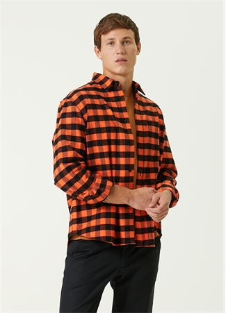 Kenzo Erkek Turuncu Polo Yaka Kareli Gömlek 39 FR Kenzo Erkek Turuncu Polo Yaka Kareli Gömlek 39 FR
