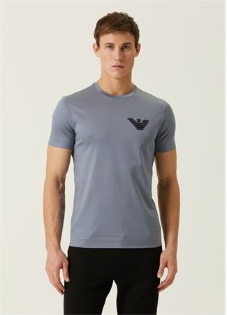 Emporio Armani Erkek Mavi Logo Detaylı T-shirt L EU