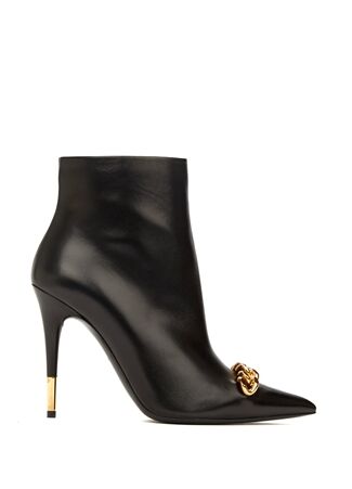 Tom Ford Kadın Siyah Gold Aksesuarlı Deri Bot 36.5 EU