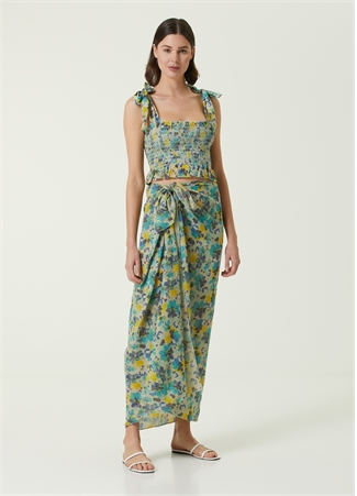 Love Shack Fancy Kadın Yeşil Çiçekli Maksi Etek EU Love Shack Fancy Kadın Yeşil Çiçekli Maksi Etek EU